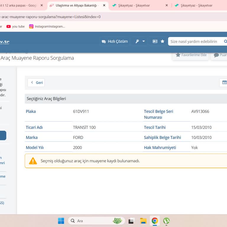TÜVTÜRK Araç Muayene Bilgileri E-Devlette Görünmüyor - Şikayetvar