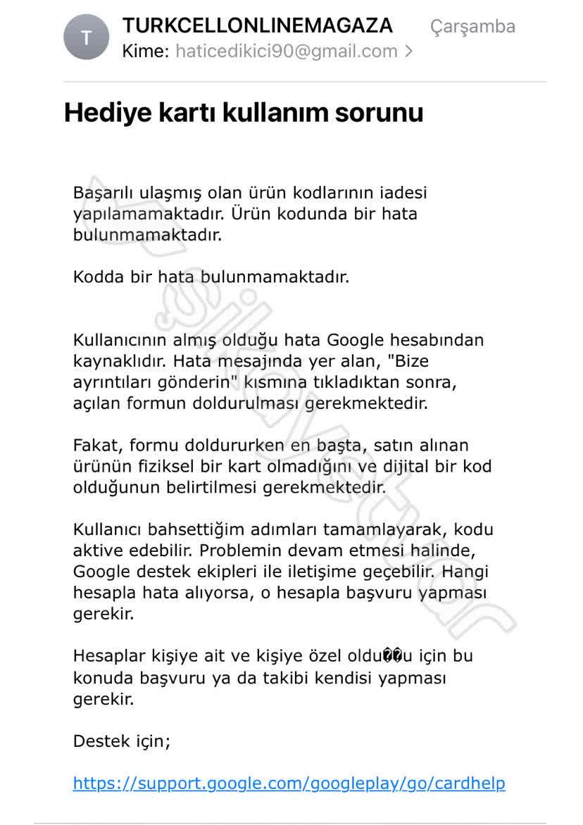 Turkcell Pasaj Ve Google Play'den Çözülmeyen Kod Sorunu - Şikayetvar