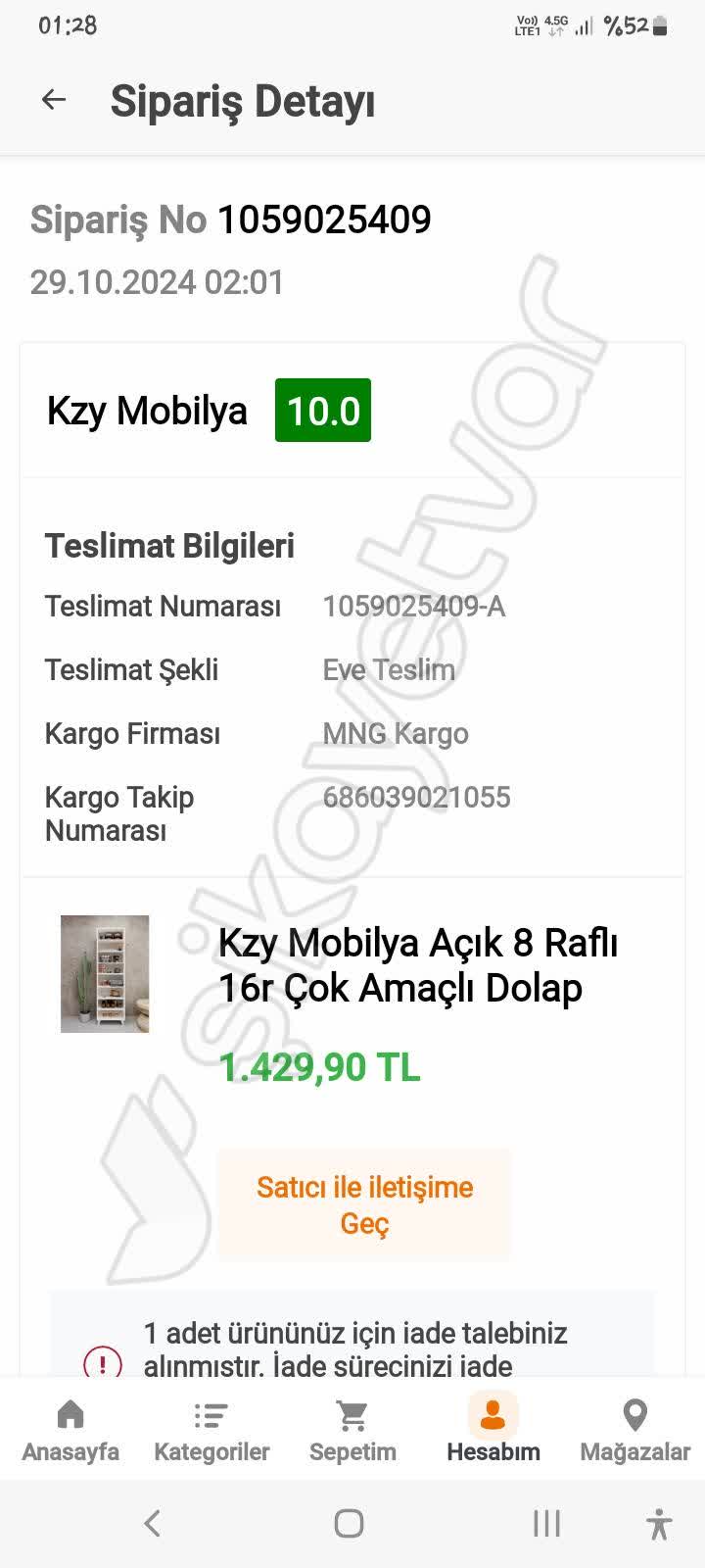 Kzy Mobilya | İzmir Kzy Mobilya Kayıp Kargo Ve İade Sorunu: Müşteri Mağduriyeti - Şikayetvar