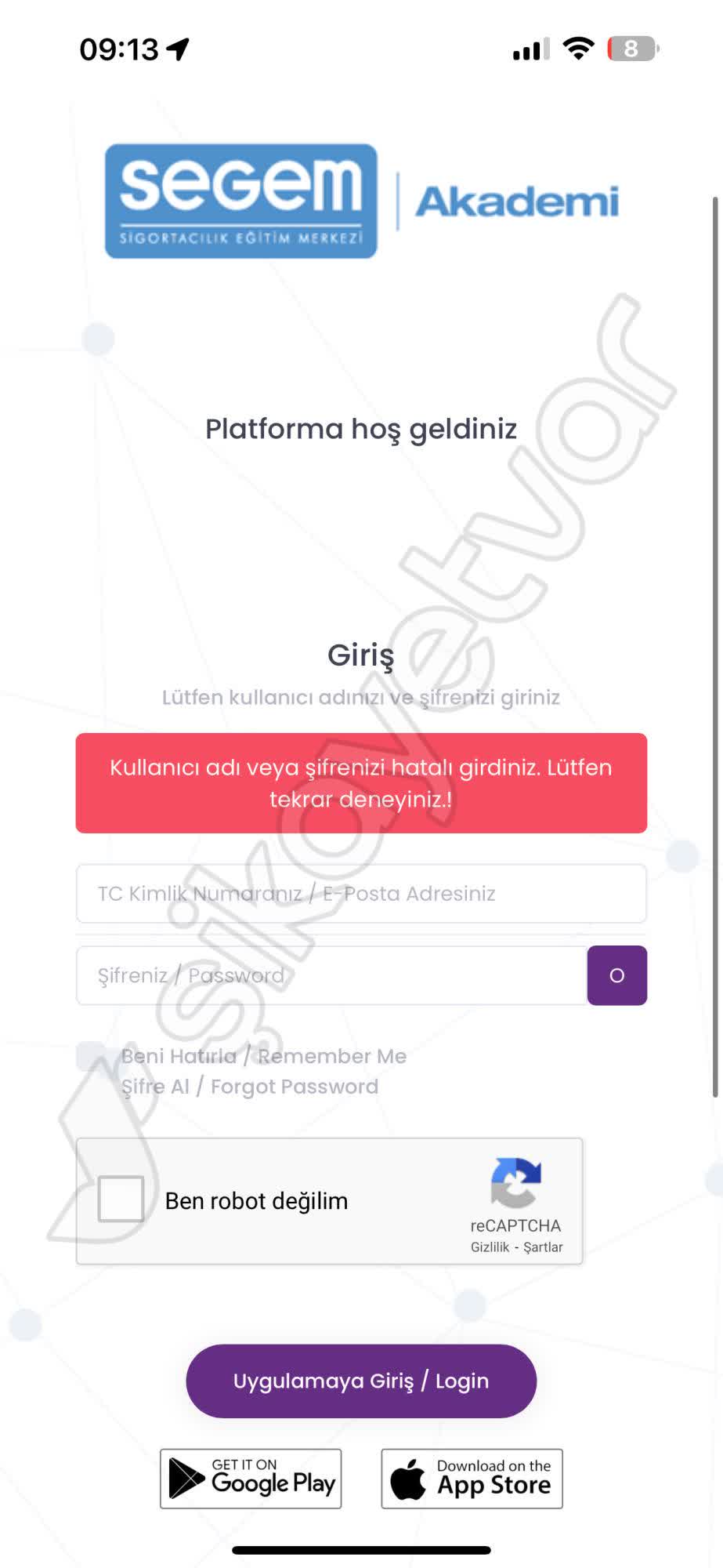 Segem Akademi Giriş Sorunu - Şikayetvar
