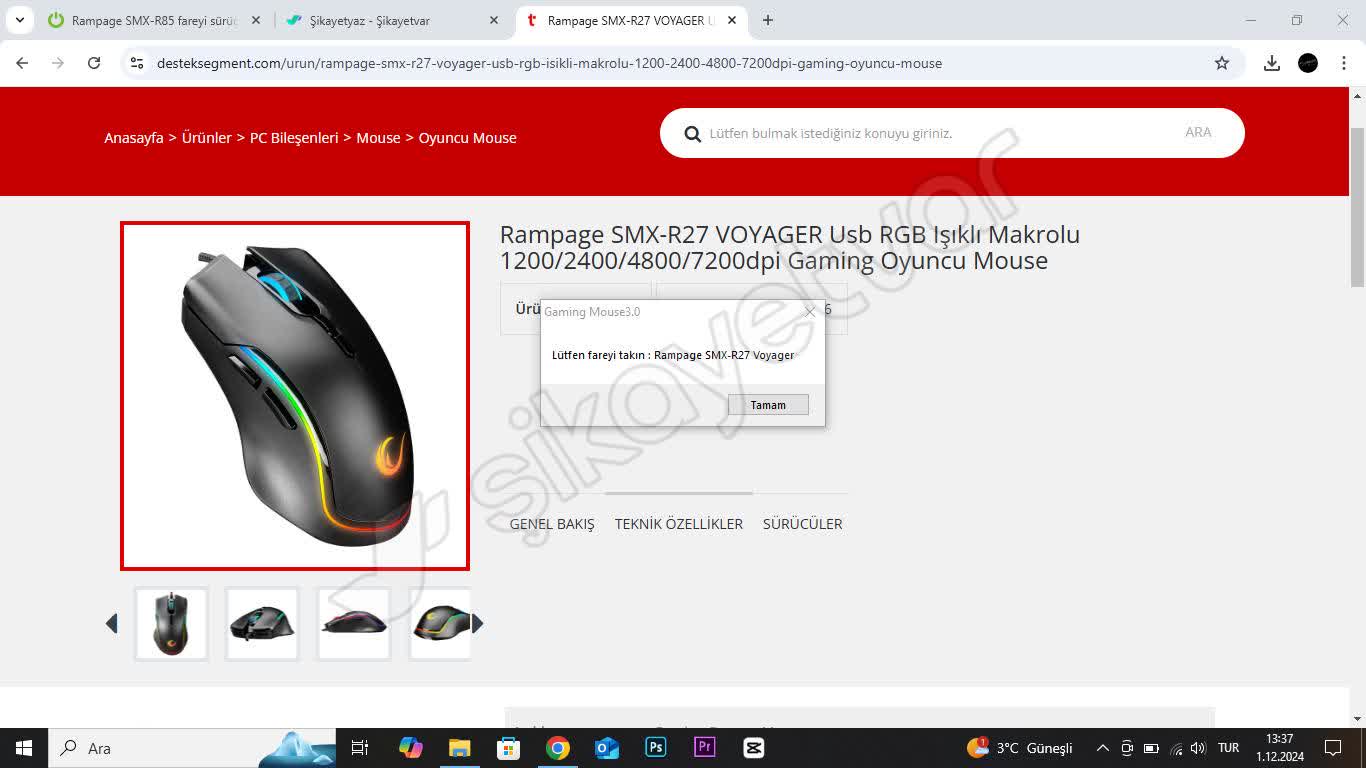 Rampage Voyager SMX-R27 Fare Sürücü Sorunu - Şikayetvar