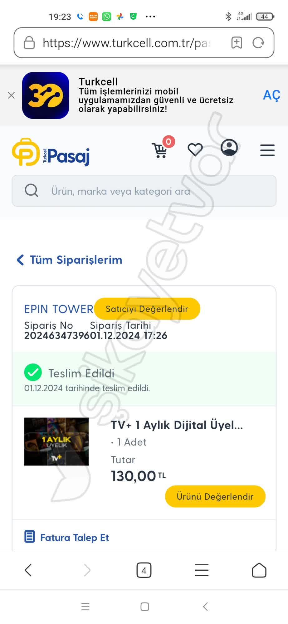 Epin Tower Abonelik Kodu Sorunu Ve İade Talebi - Şikayetvar