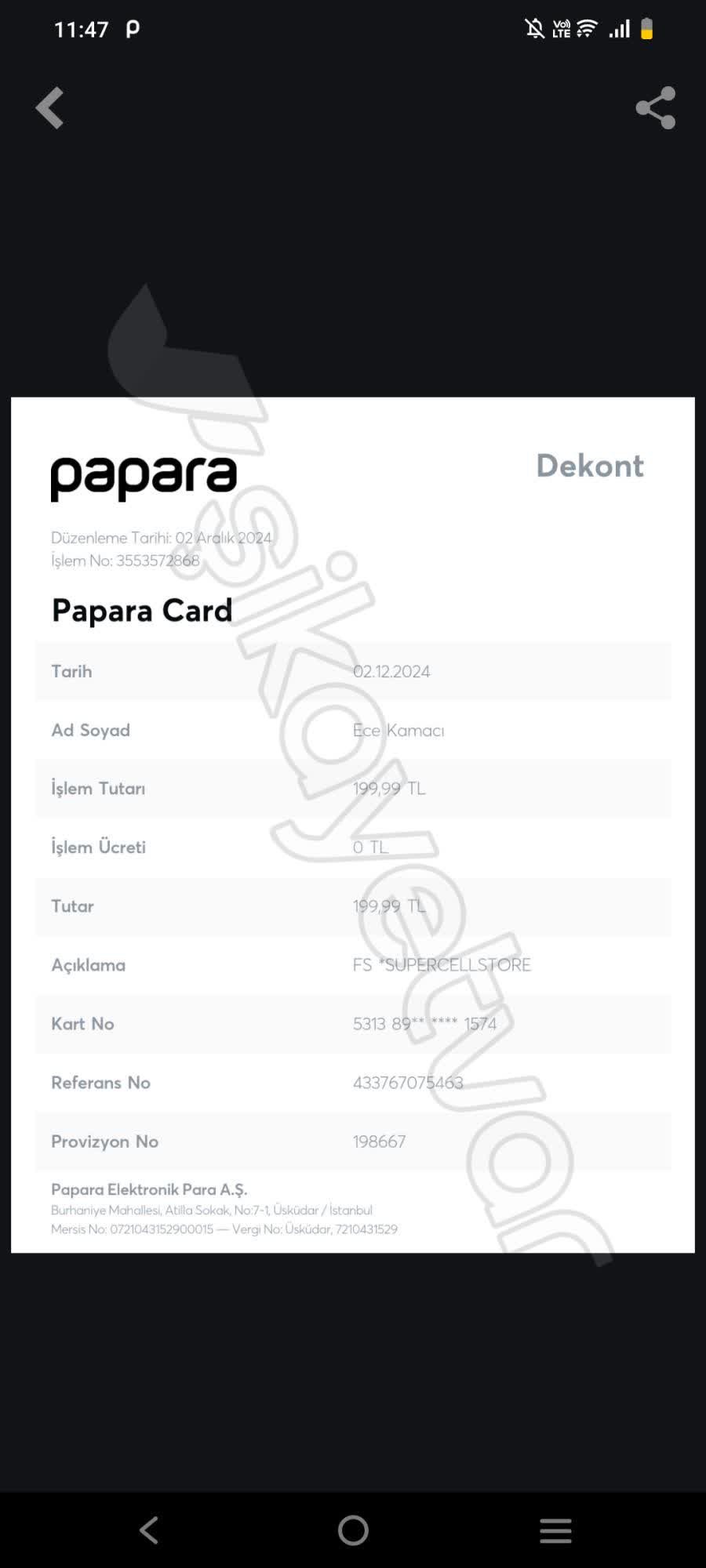 Supercell Supercell Store'dan Aldığım Taşlar Hesabıma Gelmedi - Şikayetvar