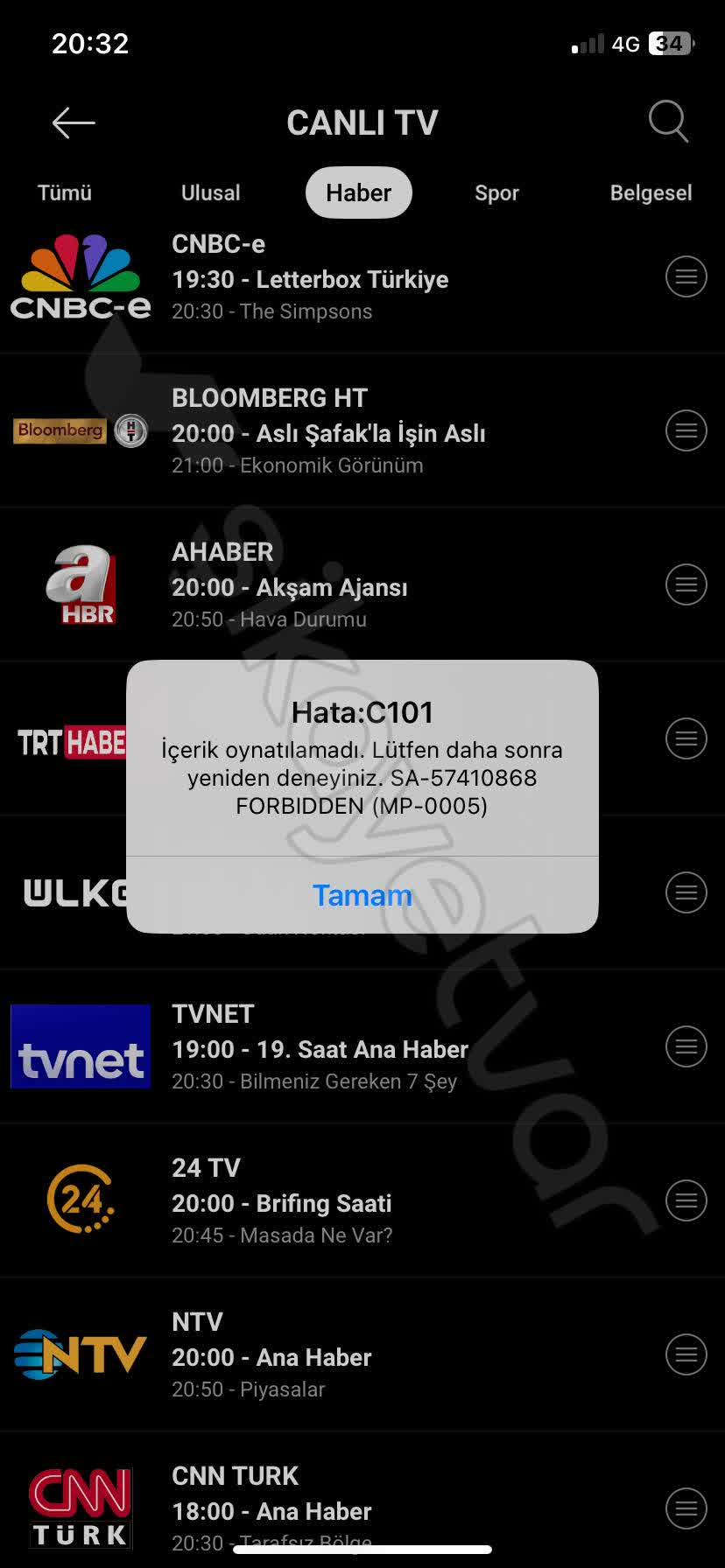 Digiturk Bein Connect'te C101 Hatası Ve Ulusal Kanallarda İzleme Sorunu - Şikayetvar