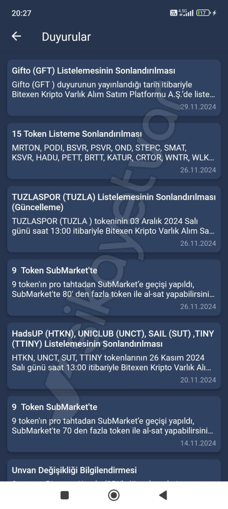 Bitexen'de Delist Edilen Token Ve İade Talebi - Şikayetvar