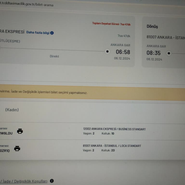 YHT | Yüksek Hızlı Tren TCDD Bilet Değişikliği Ve İletişim Sorunu - Şikayetvar