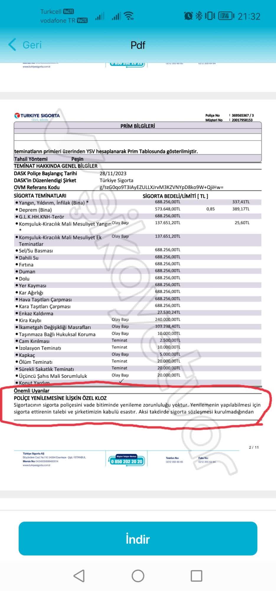 Türkiye Sigorta İzinsiz Sigorta Yenileme Ve İptal Talebi - Şikayetvar