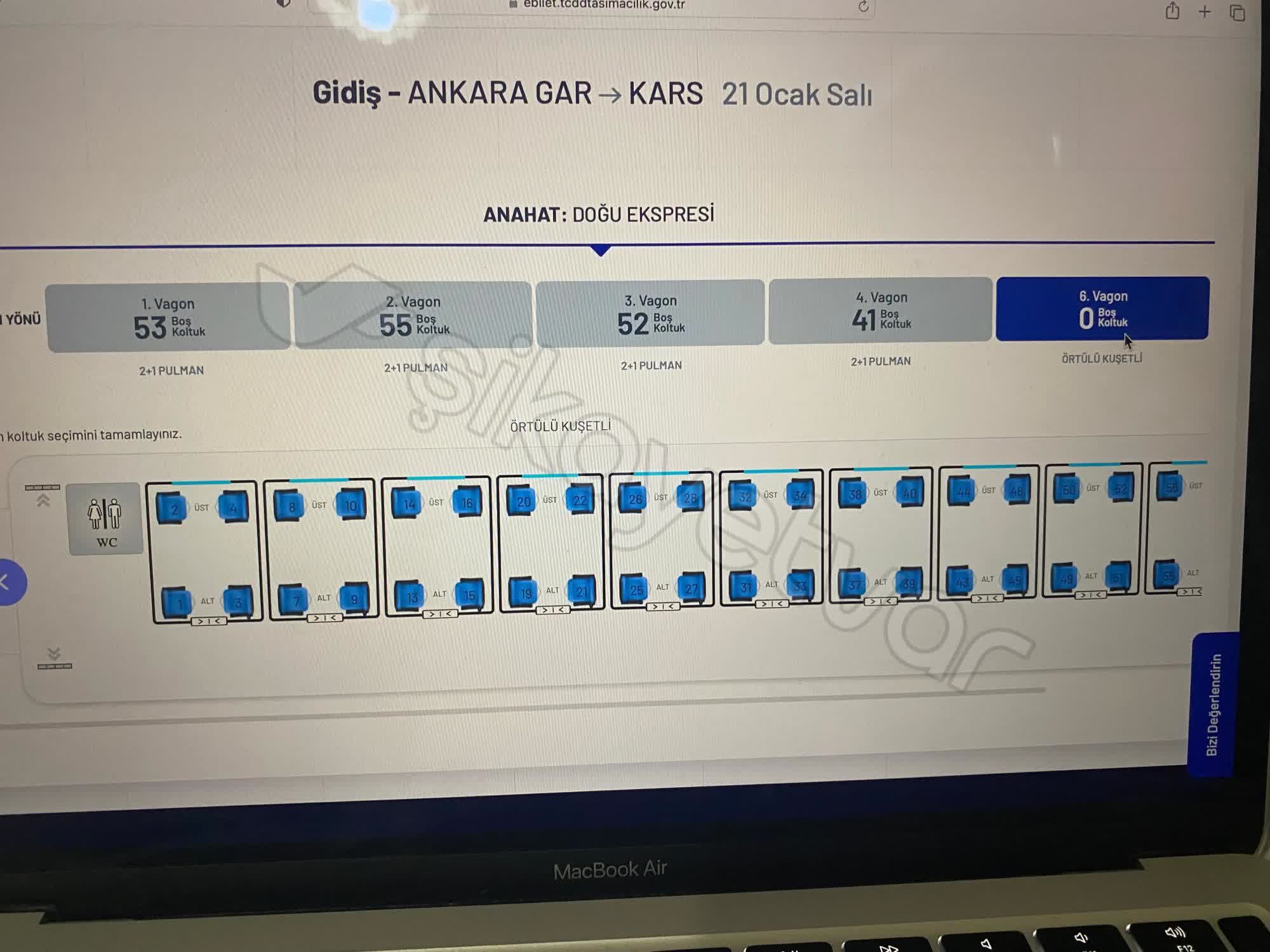 TCDD Doğu Ekspresi'nde Cinsiyet Dengesizliği Ve Bilet Krizi - Şikayetvar