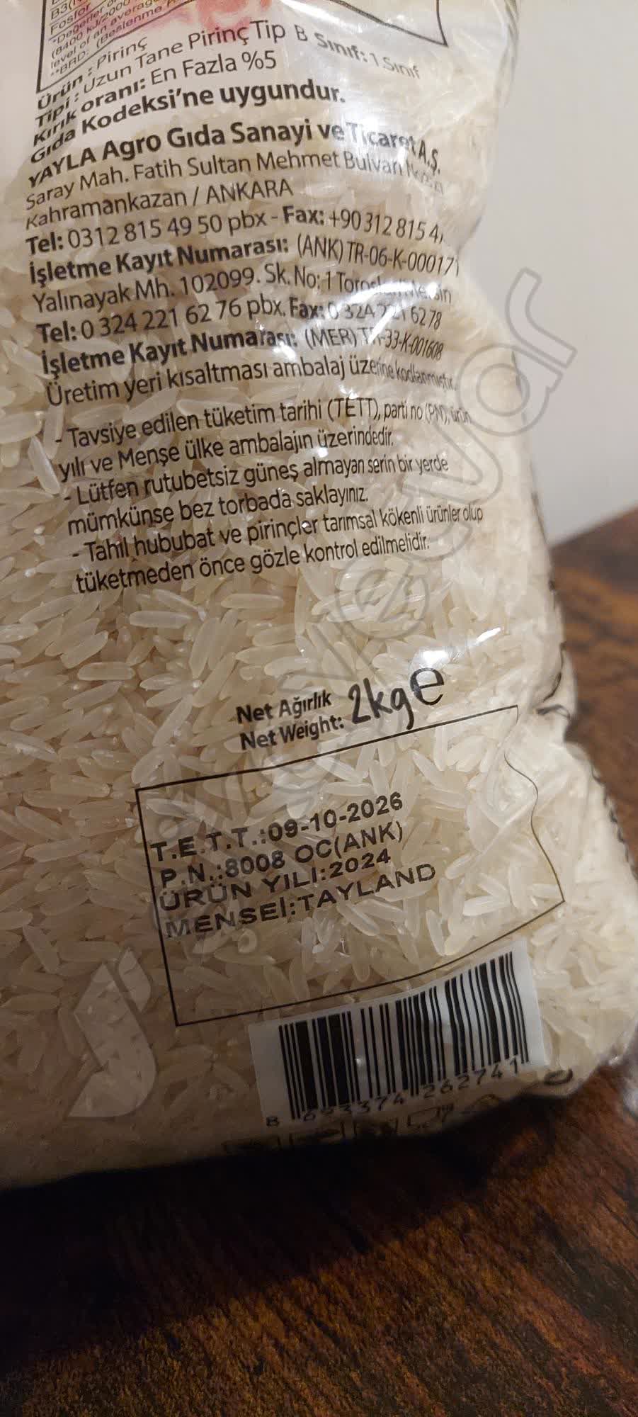 Yayla Bakliyat Yayla Tane Tane Pirinç Ürünü: Kimyasal Koku Ve Acı Tat ...