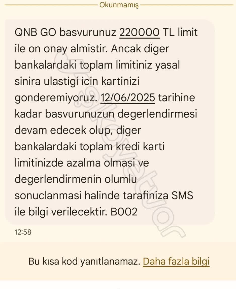 QNB Türkiye Kredi Kartı Başvurumda Yaşadığım Haksızlık - Şikayetvar