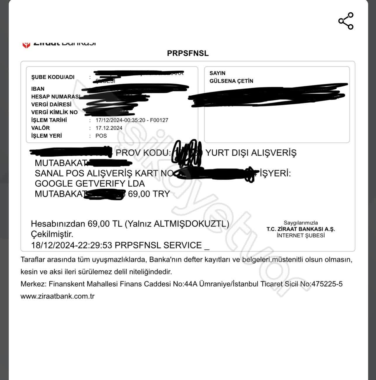 Google İzinsiz Kredi Kartı Çekimi - Şikayetvar