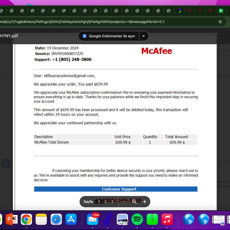 Mcafee Türkiye Rızam Dışında Alınan McAfee Ödemesi - Şikayetvar