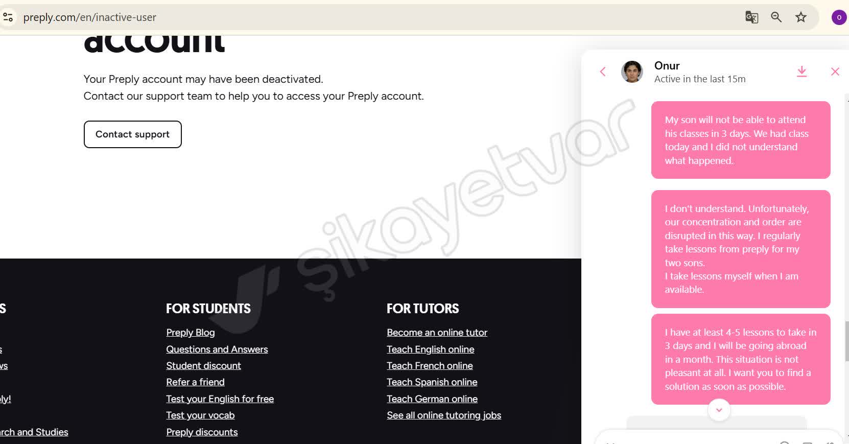 Preply Account Closure and Refund Request - Xolvie