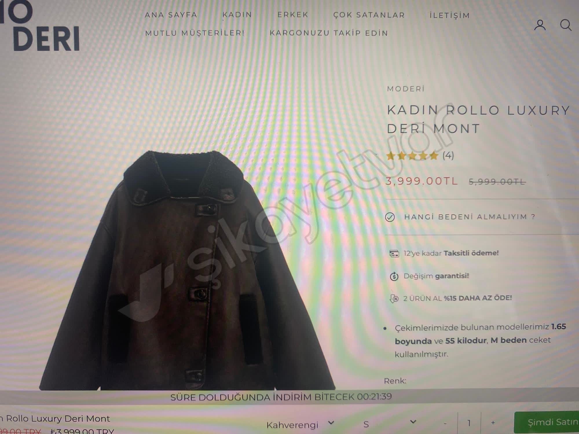 Moderi (moderi.shop) Yanıltıcı Ürün Bilgisi: Deri Diye Polyester Ceket ...