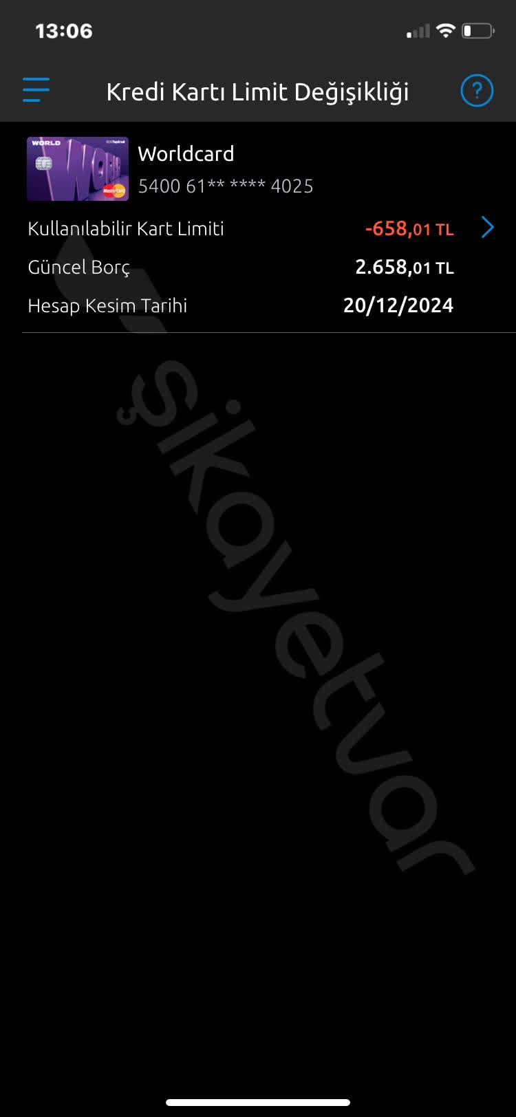 Yapı Kredi Bankası Yıllık Kart Aidatının İadesi Talebi - Şikayetvar