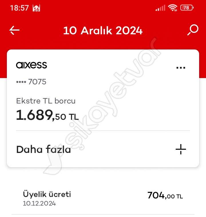 Akbank Akbank Axess Kart Aidat Ücreti Şoku - Şikayetvar
