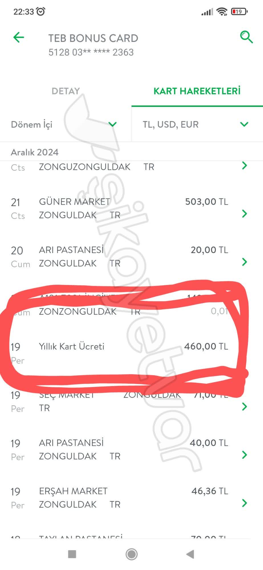 TEB TEB Bankası'nda Haksız Kart Ücreti Kesintisi - Şikayetvar