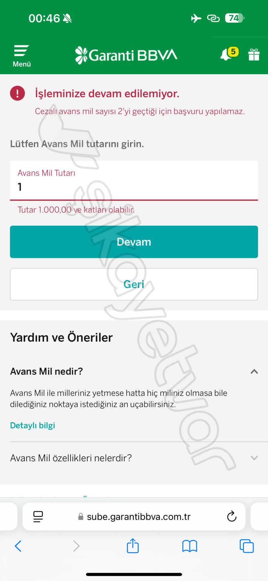 Garanti BBVA Garanti Bankası Kart Aidatı Ve Avans Mil Sorunu - Şikayetvar
