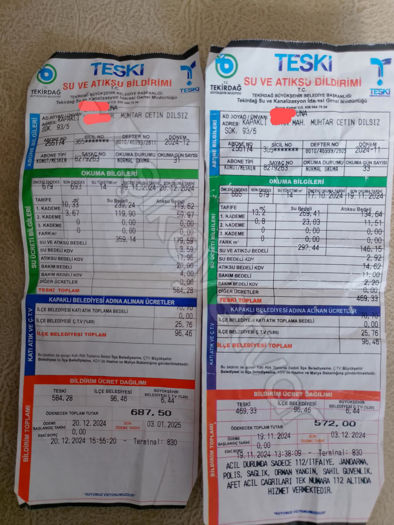 TESKİ Faturalarında Anlamsız Fiyat Farkı - Şikayetvar