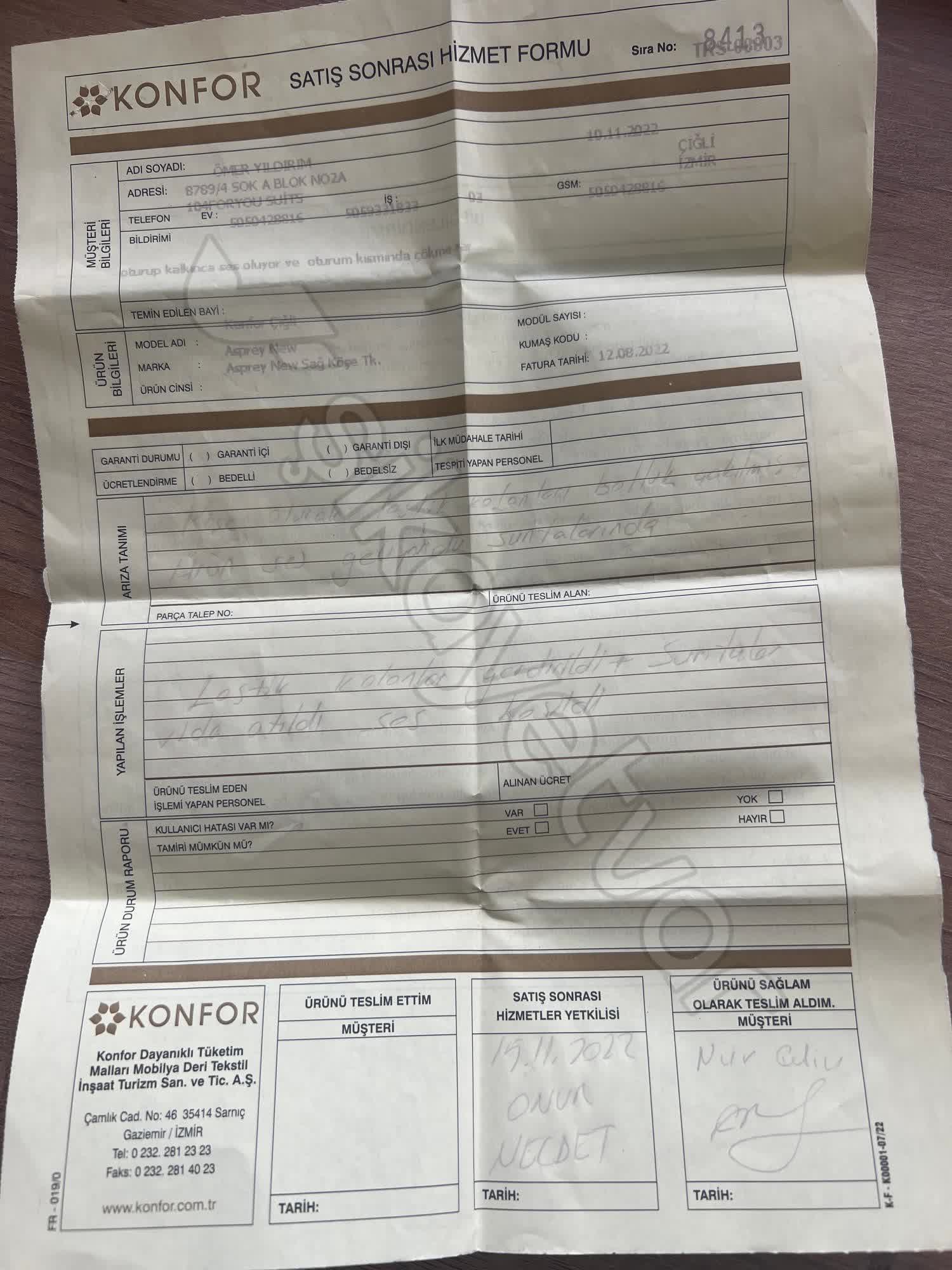 Konfor Mobilya Koltuk Takımında Sürekli Sorunlar - Şikayetvar