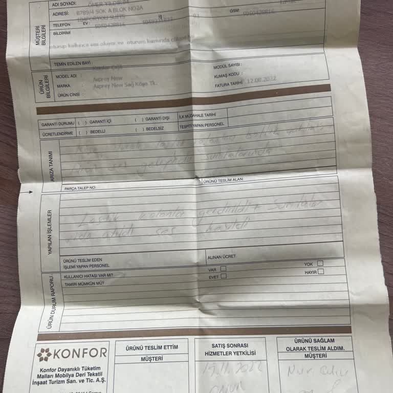 Konfor Mobilya Koltuk Takımında Sürekli Sorunlar - Şikayetvar