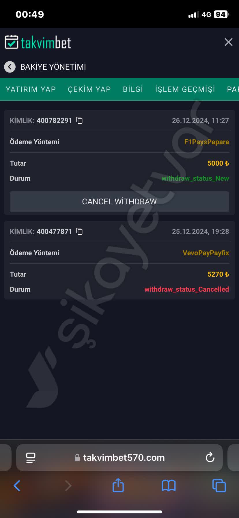 Takvimbet'te Çekim Sorunu: Çözüm Bekliyoruz - Şikayetvar