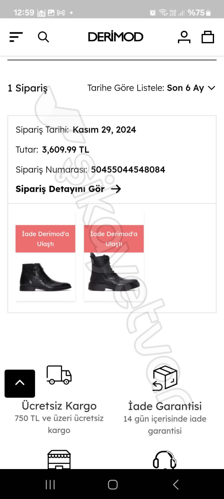 Derimod Online Alışverişte İade Sorunu - Şikayetvar