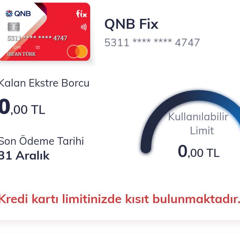 QNB Türkiye Kredi Kartı Borcunu Ödedim, Kartım Hala Kapalı - Şikayetvar