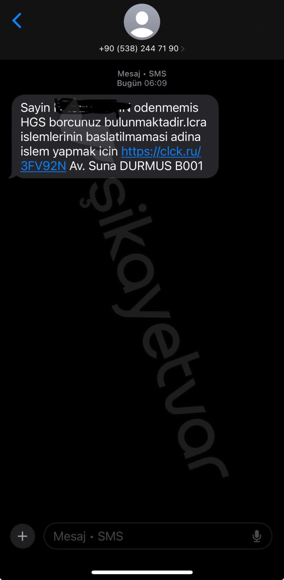 HGS HGS Borcu Mesajı Ve Kimlik Bilgisi Güvenliği - Şikayetvar