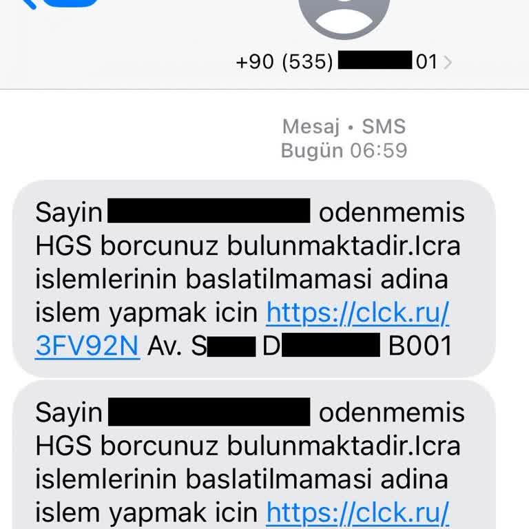 Dava / İcra SMS Dolandırıcılığı HGS Borcu Ve Kimlik Güvenliği Tehlikesi - Şikayetvar