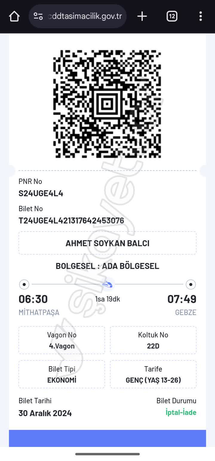 TCDD Bilet İptali Sonrası Para İadesi Sorunu - Şikayetvar