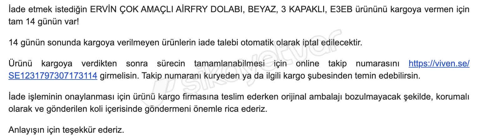 Vivense Ve Aras Kargo İle Kâbus Gibi Bir Alışveriş Deneyimi - Şikayetvar