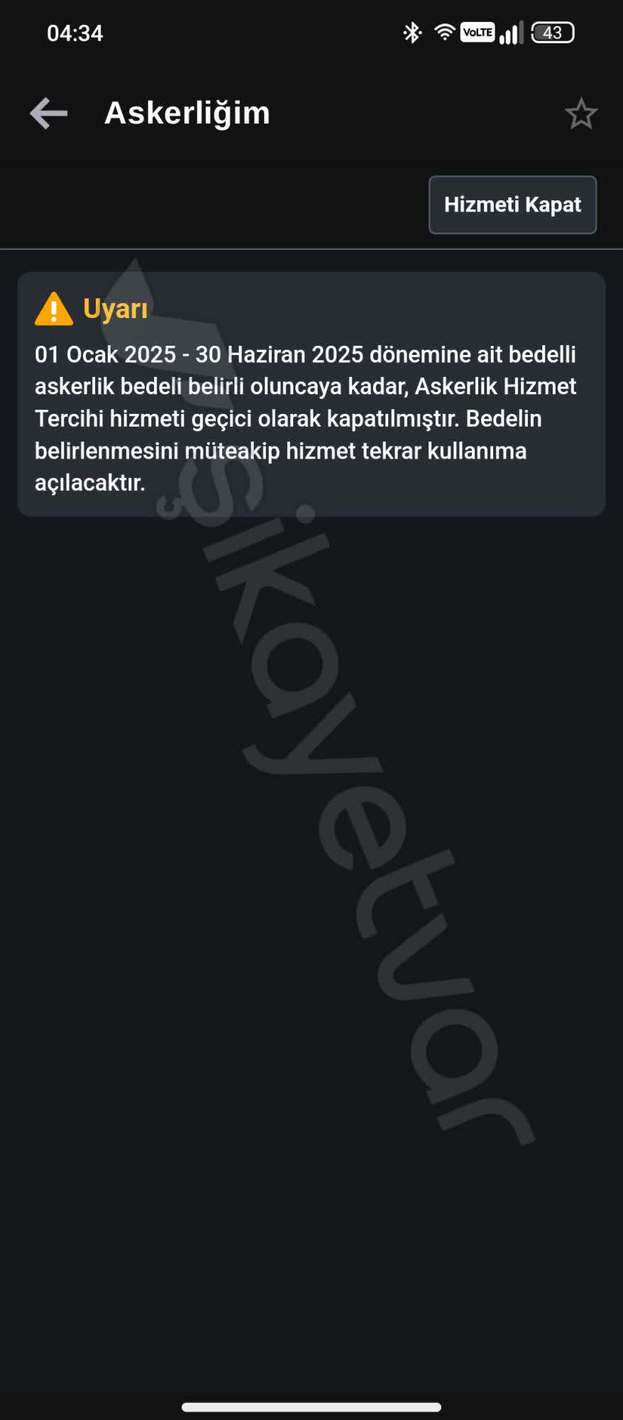 E-Devlet | Turkiye.gov.tr Askerlik Hizmet Tercihi Engeliyle Karşılaştım ...