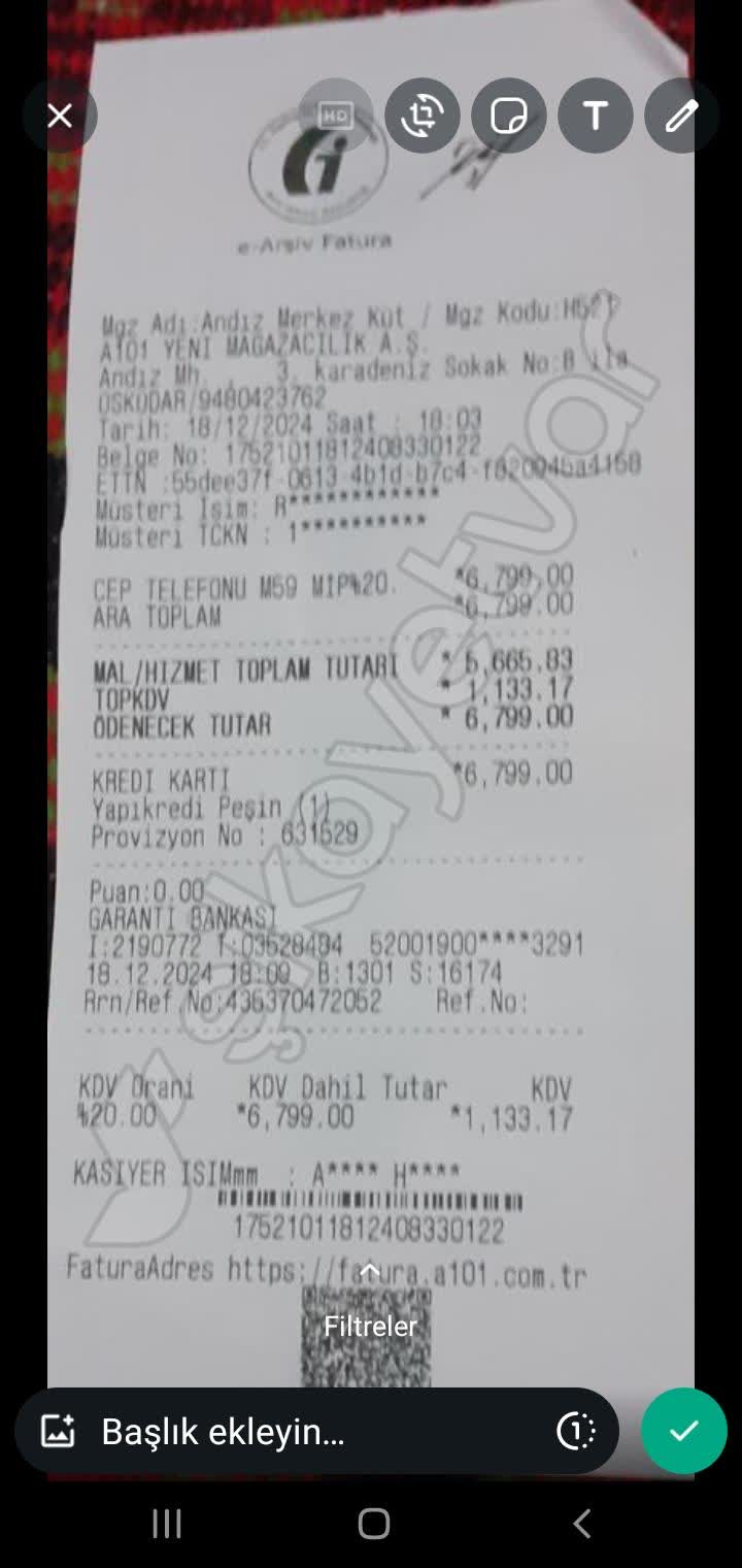 Mipo A101'den Aldığım Telefonun İade Sorunu - Şikayetvar