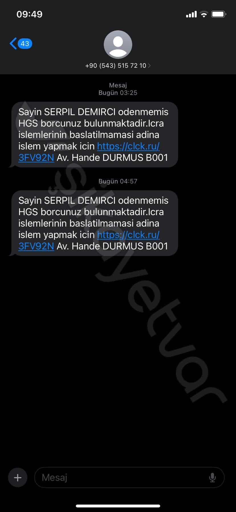 HGS Borcu Hakkında Şüpheli Mesajlar Ve Kimlik Bilgisi Güvenliği - Şikayetvar