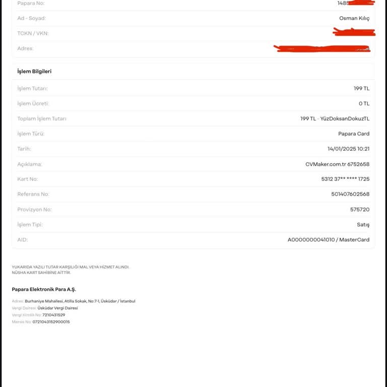 CVmaker Papara Hesabımdan Habersiz Kesinti: CV Maker Sorunu - Şikayetvar