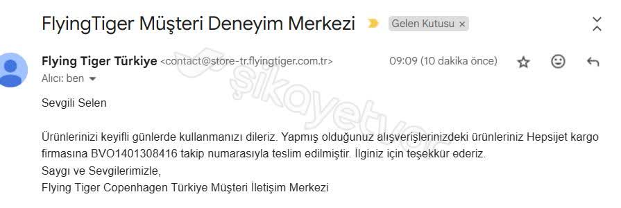 Flying Tiger Stok Sorunu Ve Yanlış Kargo Bilgileri - Şikayetvar