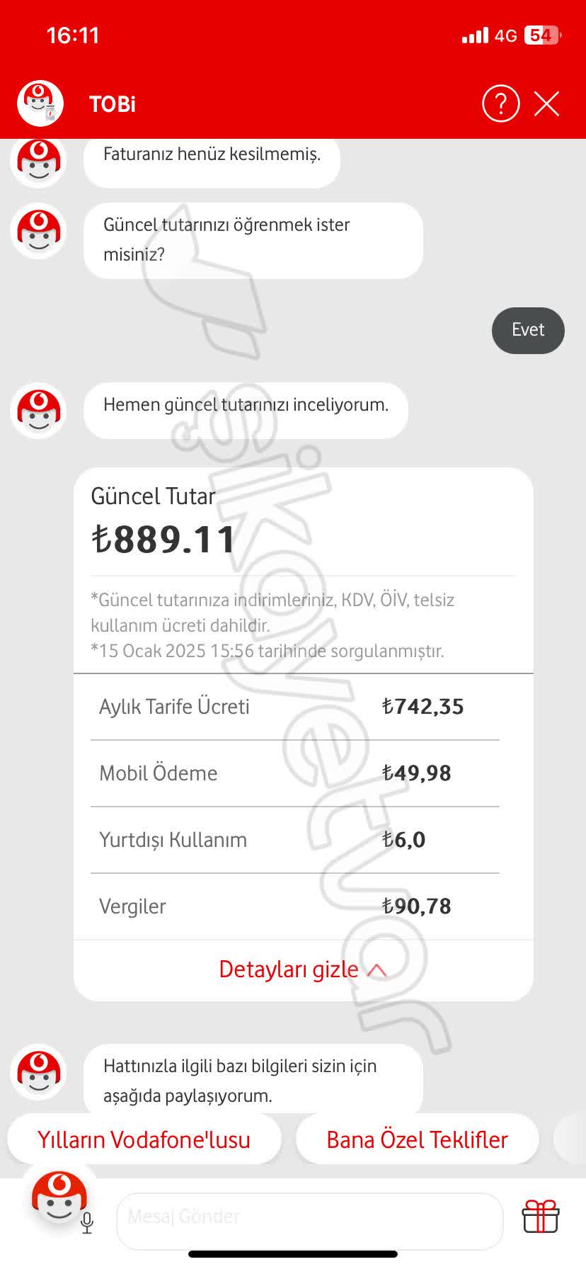 Vodafone Fatura Şoku: Beklenmedik Yüksek Tutar - Şikayetvar
