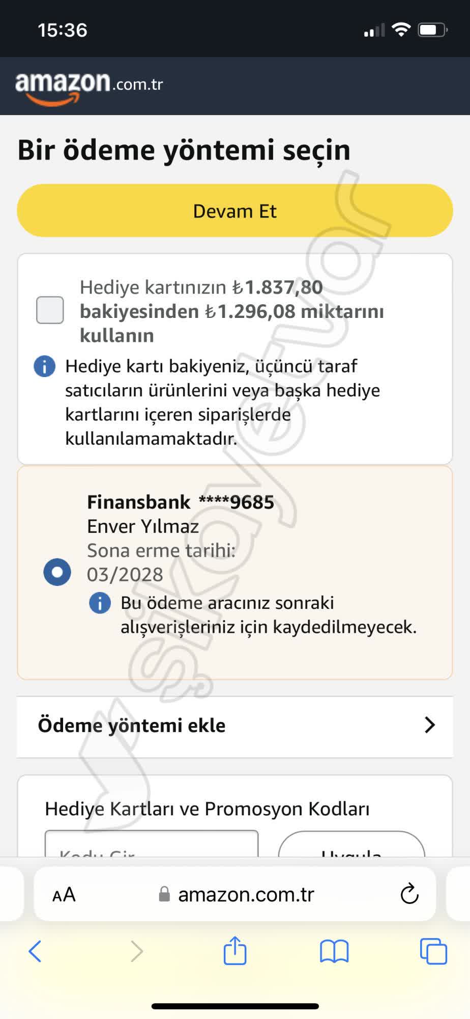 Amazon Hediye Kartı İade Sorunu - Şikayetvar
