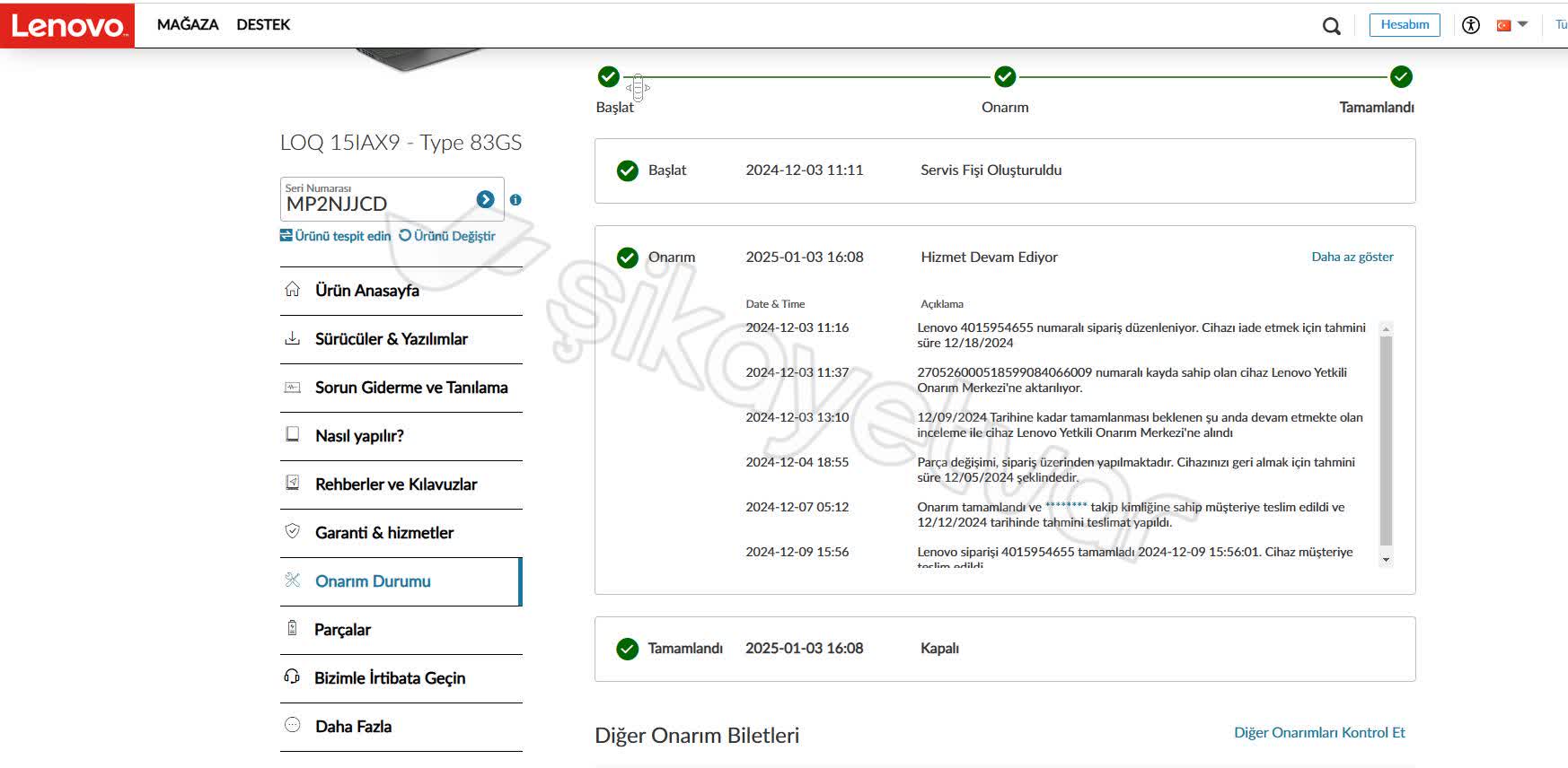 Lenovo Lenovo Laptop Servis Sürecinde Yaşanan Sorunlar - Şikayetvar