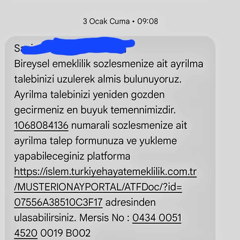Türkiye Hayat Emeklilik Bireysel Emeklilikten Çıkış Sonrası Geciken ...