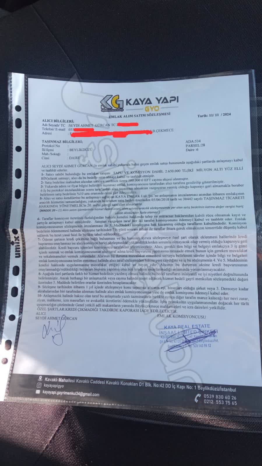 Kaya Yapı GYO Kaya Yapı'dan Kapora Mağduriyeti - Şikayetvar