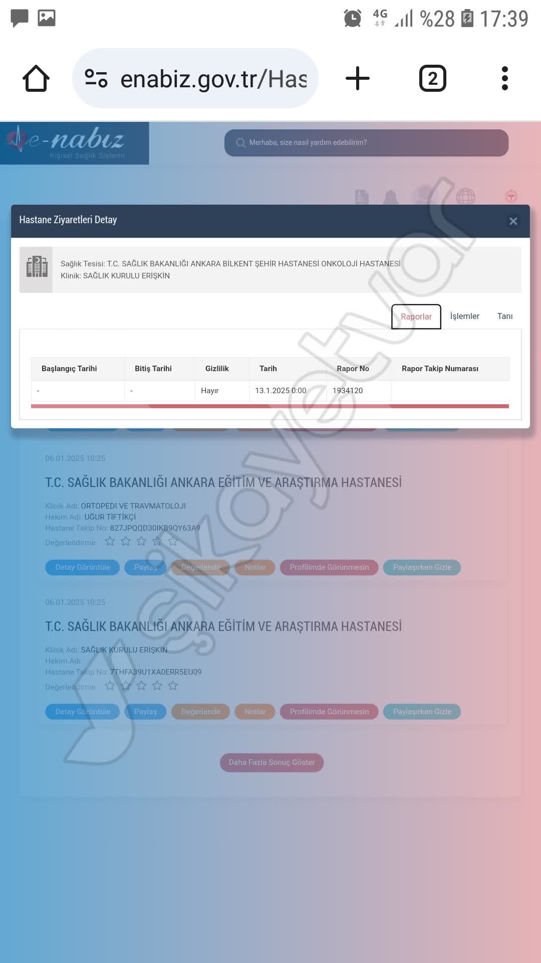 Ankara Bilkent Şehir Hastanesi Sağlık Kurulu Raporu Gecikmesi Ve İletişim Sorunu - Şikayetvar