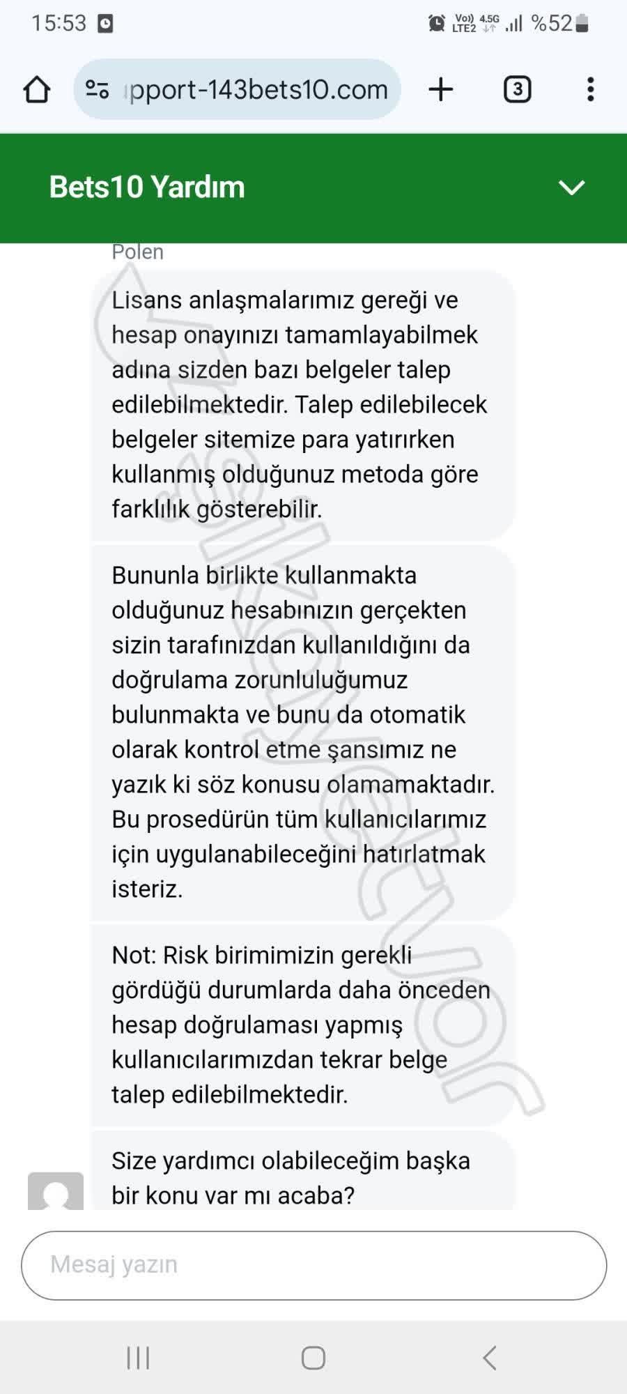 Bets10 Ödeme Sürecinde Yaşanan Zorluklar Ve Belge İstemi - Şikayetvar