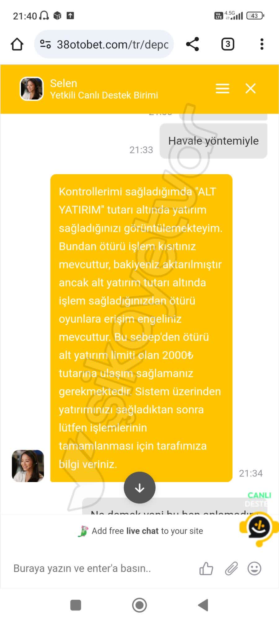 Otobet Yatırımda Yaşanan Sorun Ve Yanıltıcı Bilgilendirme - Şikayetvar