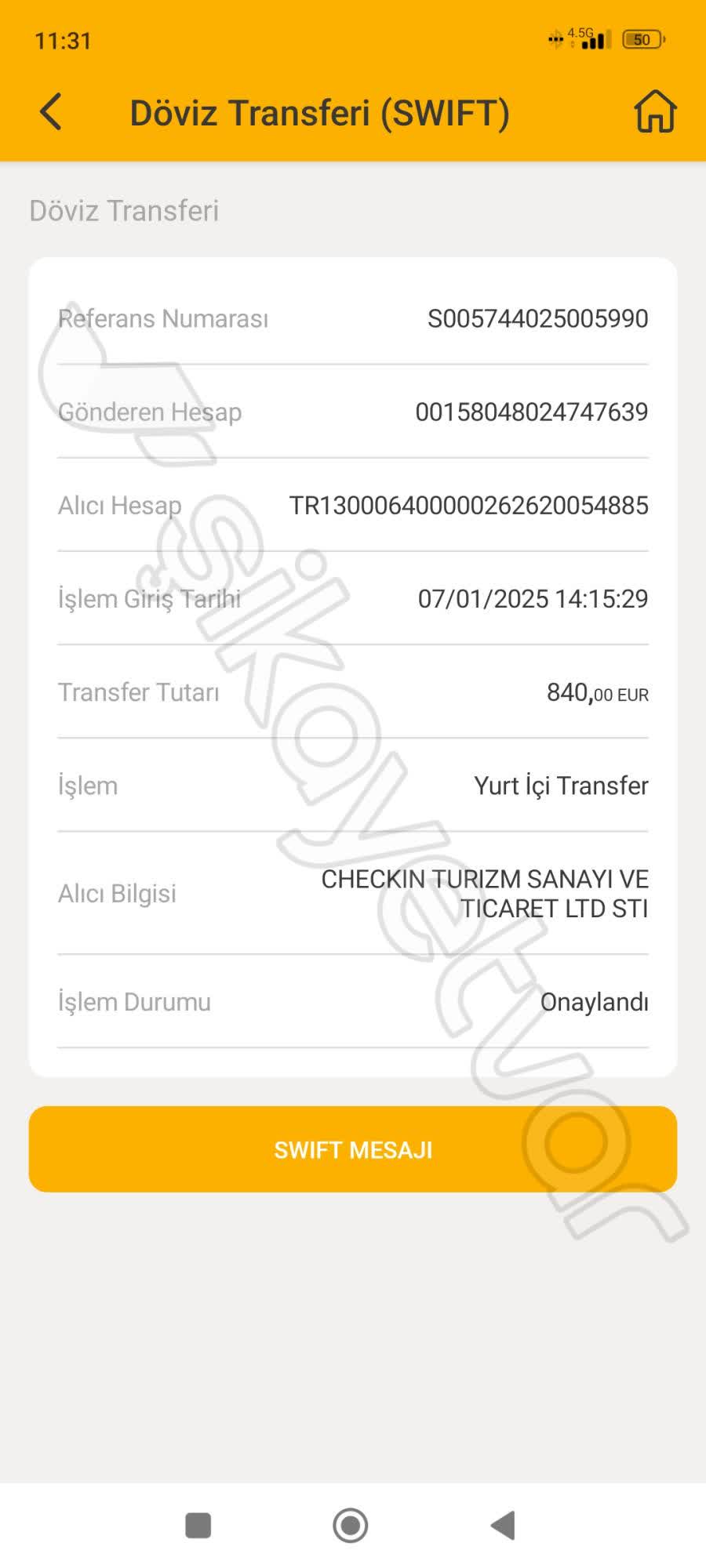 VakıfBank Yanlış Kesilen SWIFT Transfer Ücreti İadesi Talebi - Şikayetvar