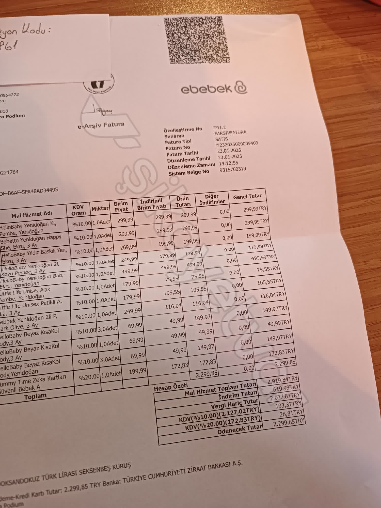 Ebebek Mağazasında E-fatura Karmaşası Ve Müşteri Mağduriyeti - Şikayetvar