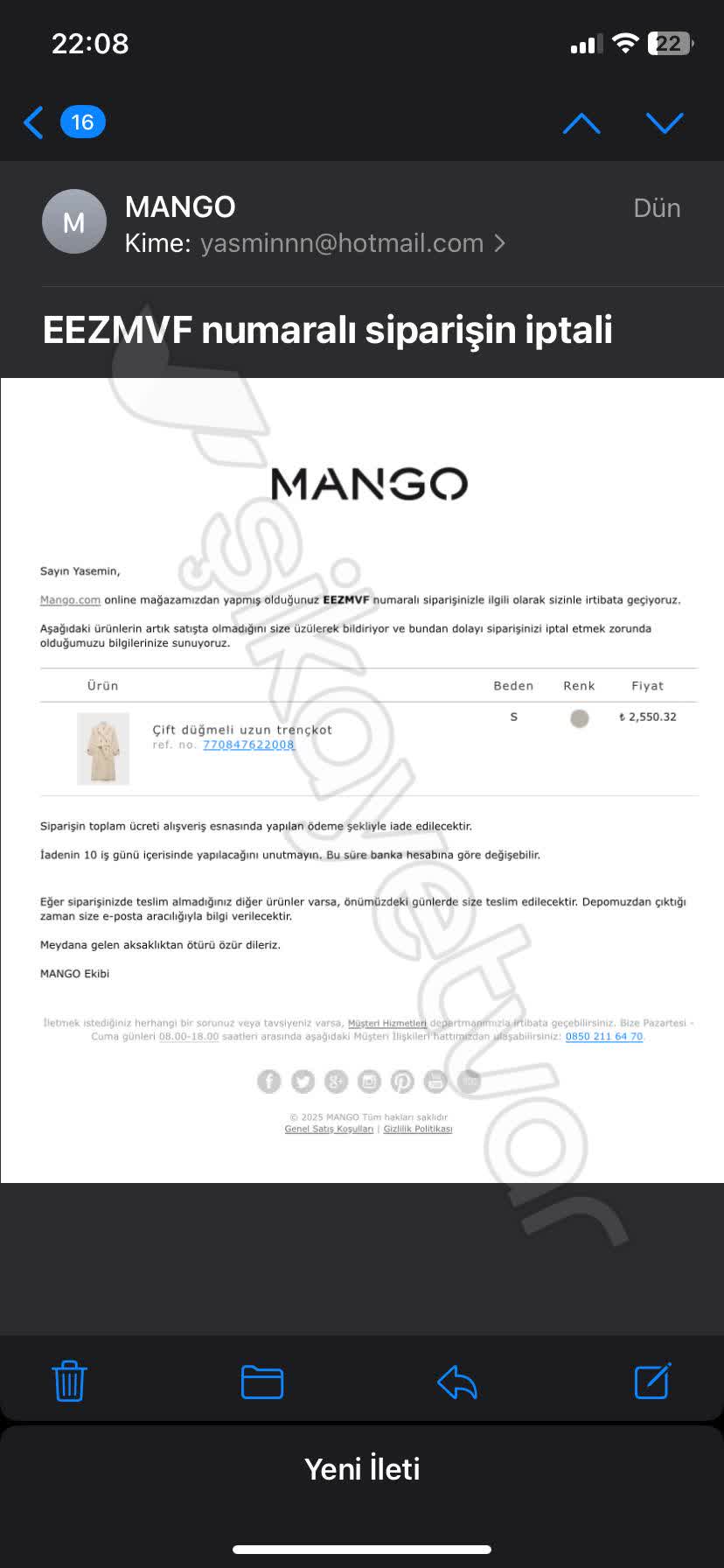 Mango Stokta Var Görünen Ürünlerin Satın Alım Sonrası Yok Olması - Şikayetvar