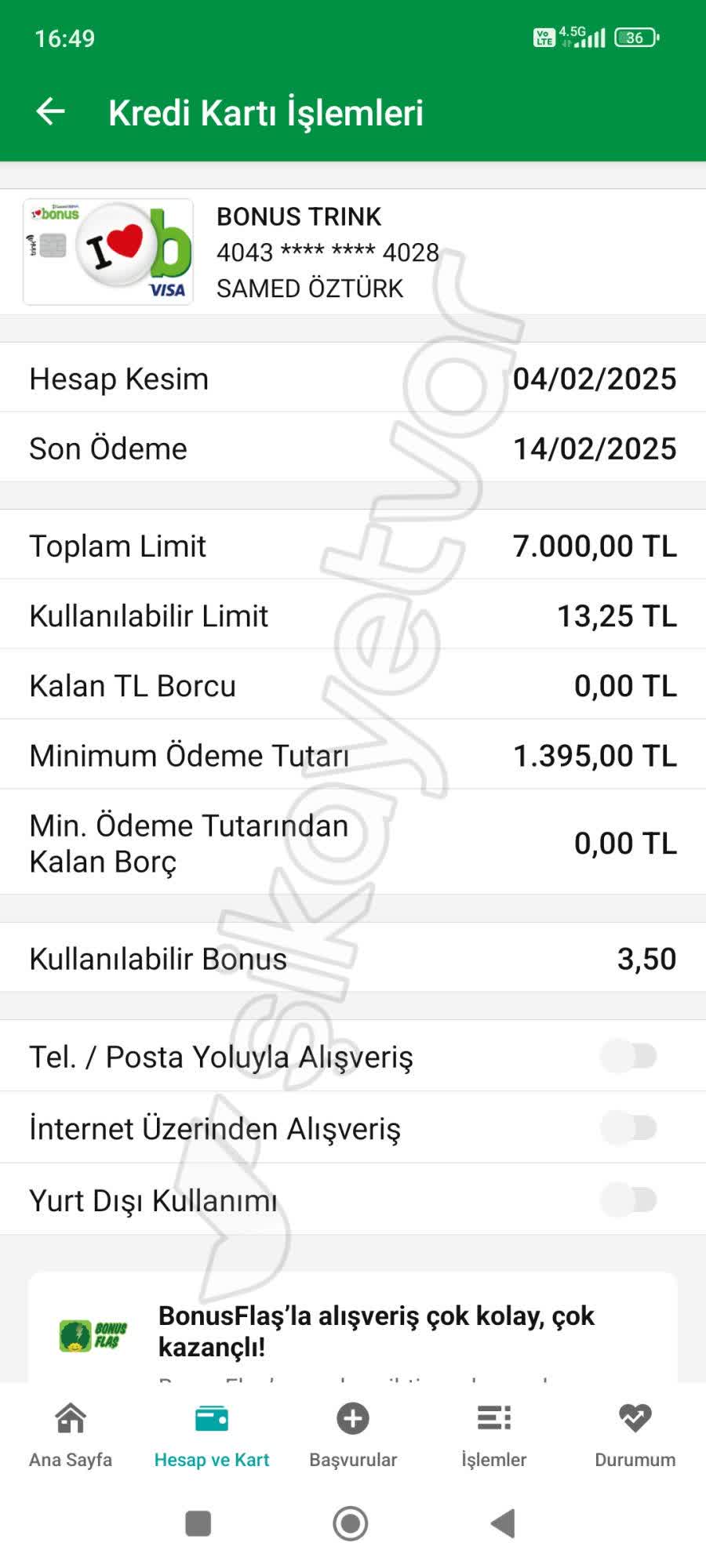 Garanti BBVA Kredi Kartı Limit Artışı Talebi Reddediliyor - Şikayetvar