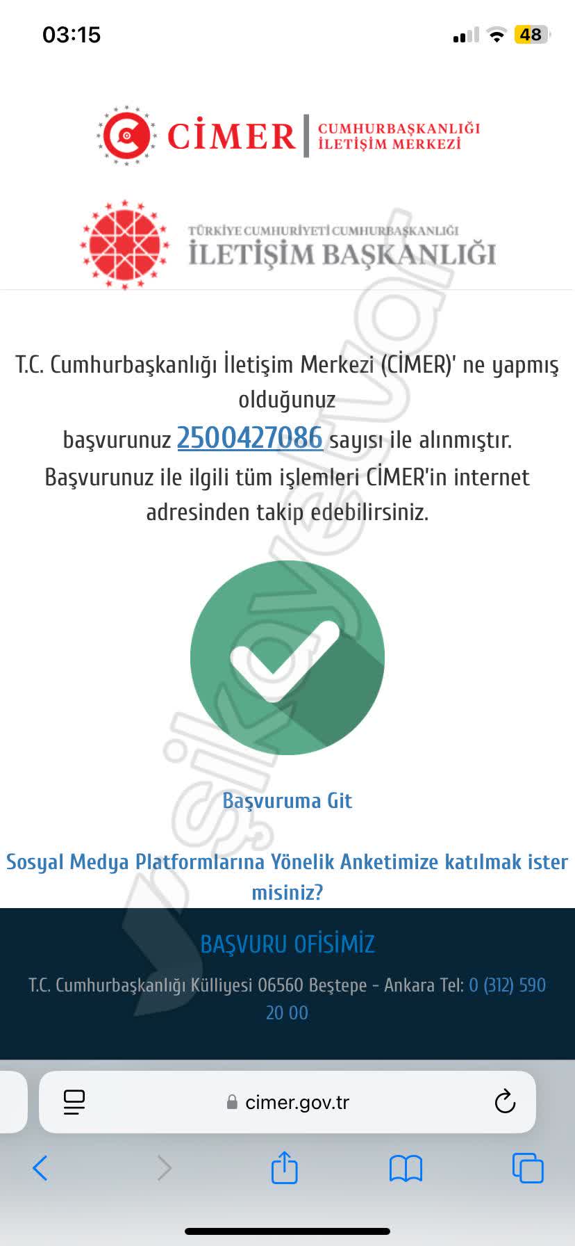 Cumhurbaşkanlığı CİMER Şikayet İptali Ve Geri Dönüş Beklentisi - Şikayetvar
